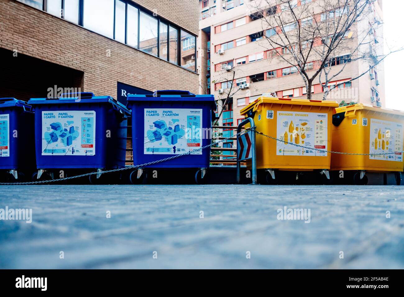Valencia, Spain - March 25, 2021: Containers of organic, paper and ...