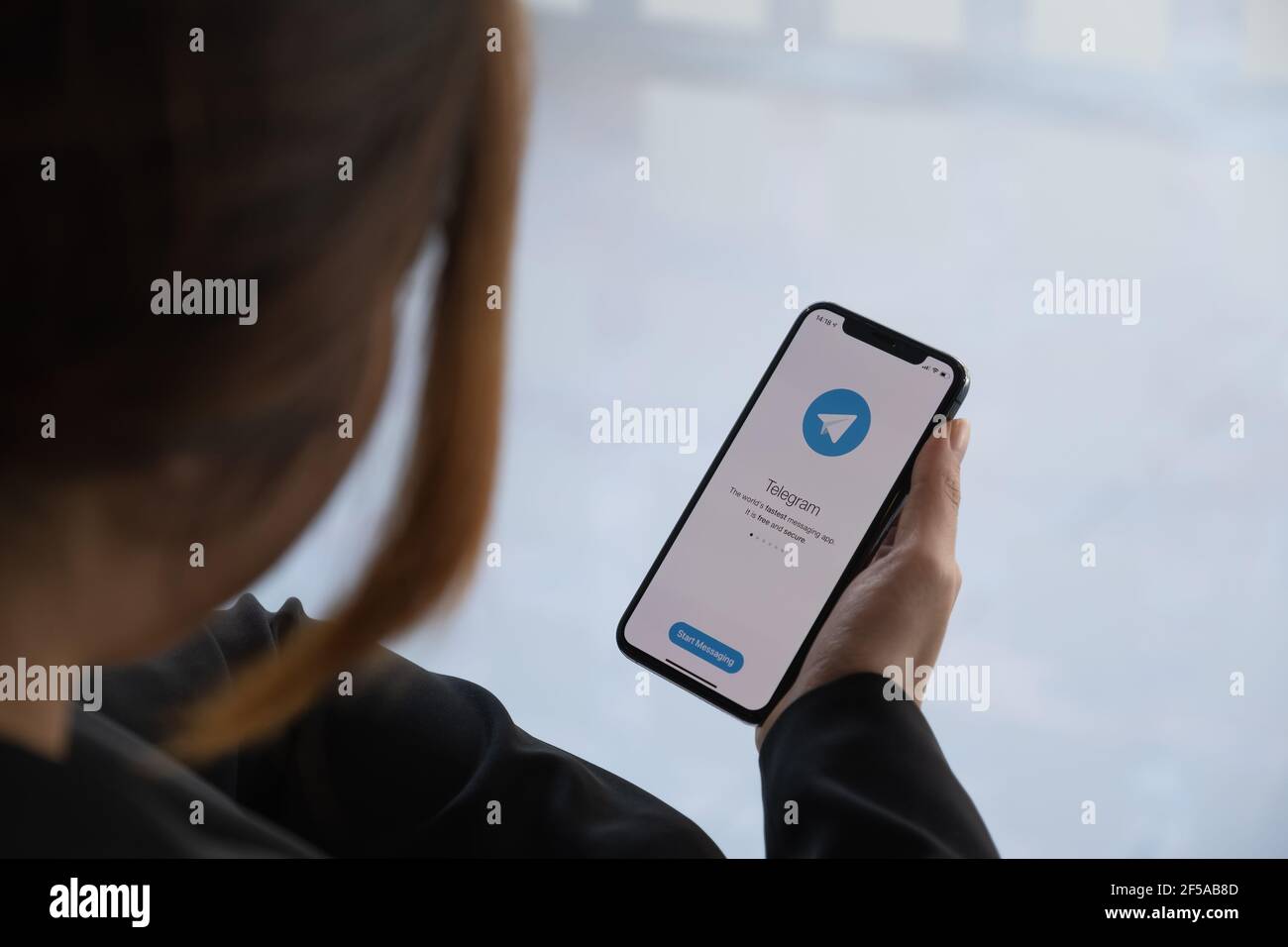 CHIANG MAI, THAILAND, JAN 18, 2021: Telegram application icon on Apple ...