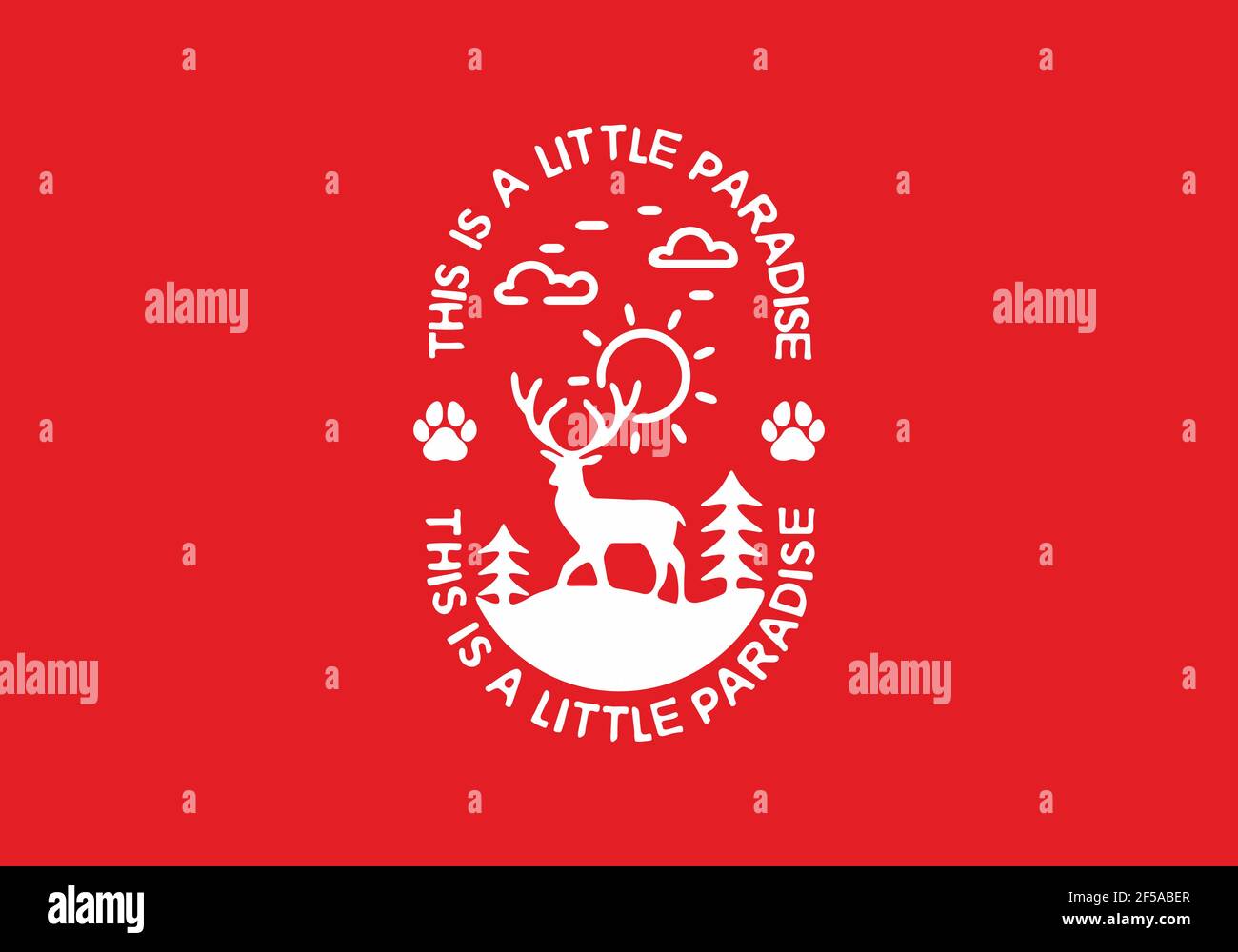 wildlife deer badge illustration white red design Stock Vector Image ...