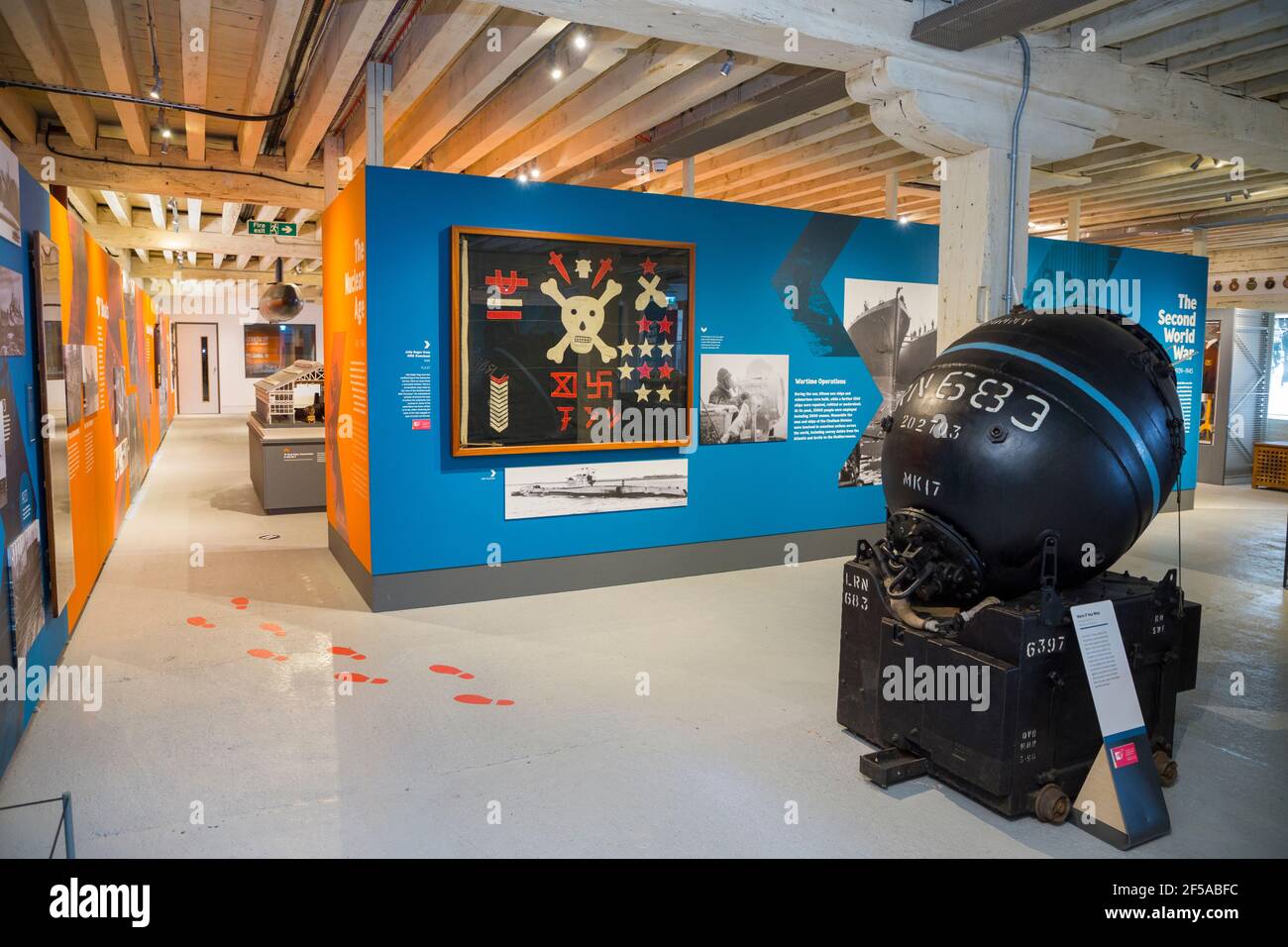 Scene including a British Royal Navy Mark 17 naval contact mine from ...