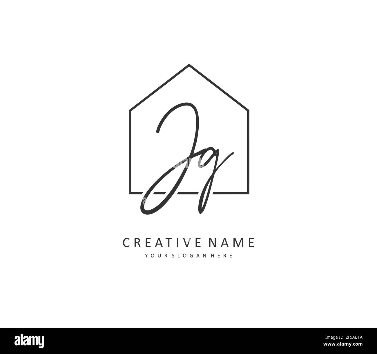 JG Initial letter handwriting and signature logo. A concept handwriting ...