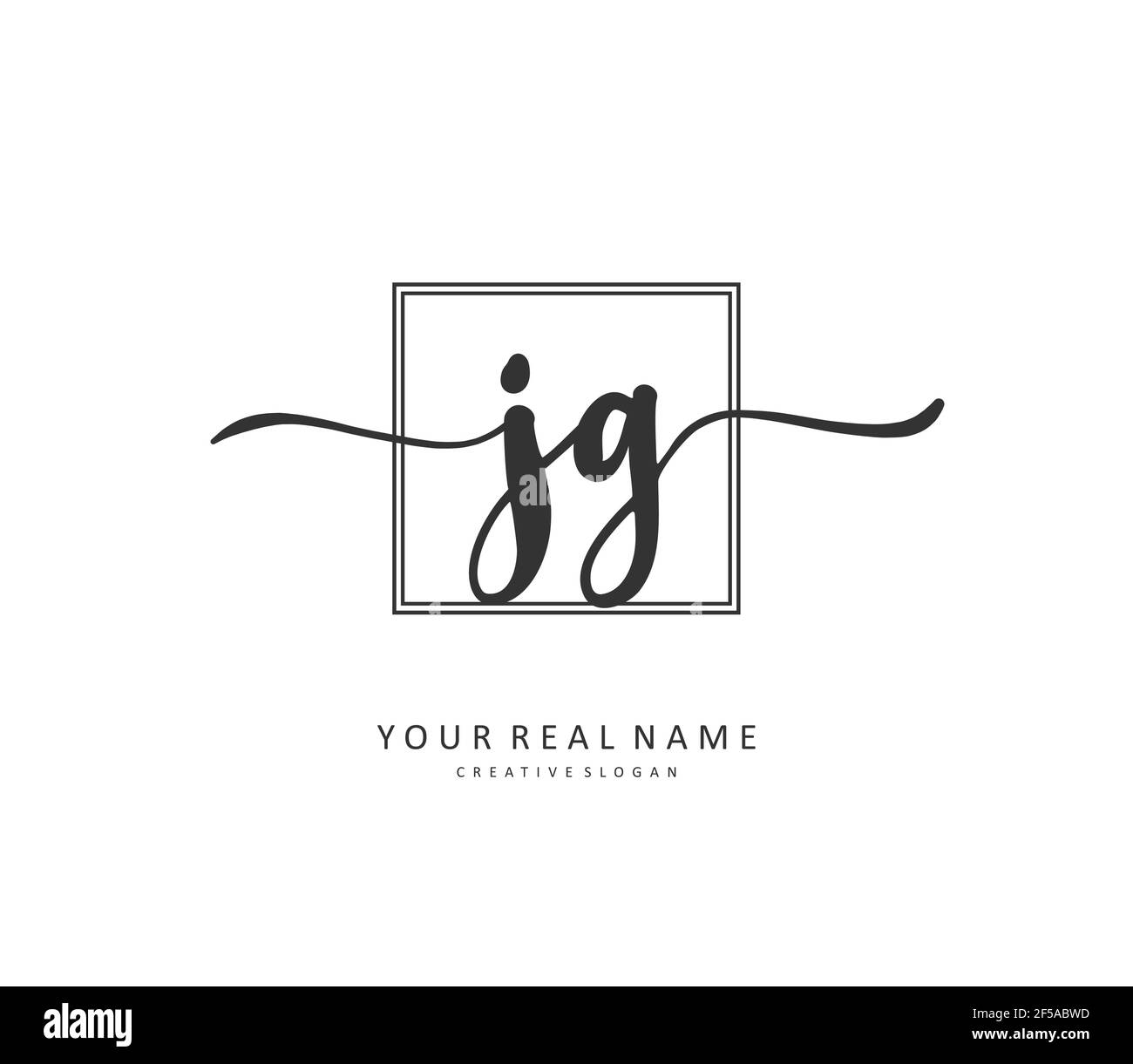 JG Initial letter handwriting and signature logo. A concept handwriting ...