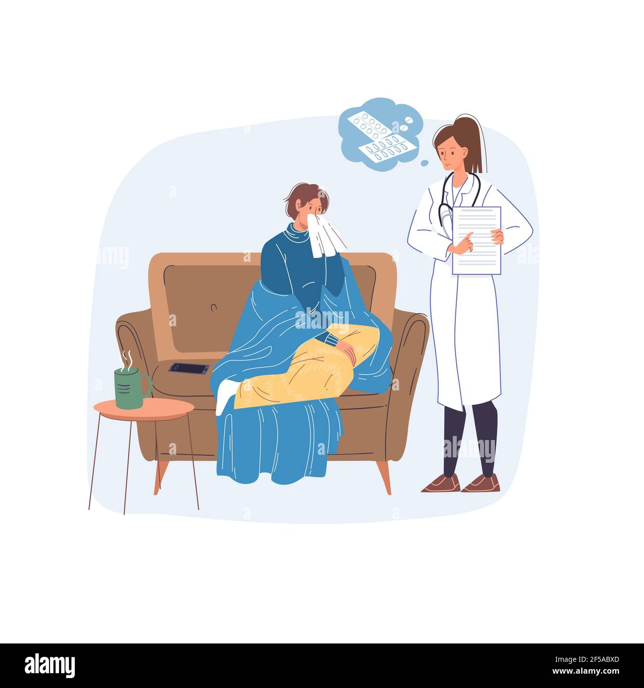 Flat cartoon patient and doctor characters,online telemedicine vector ...