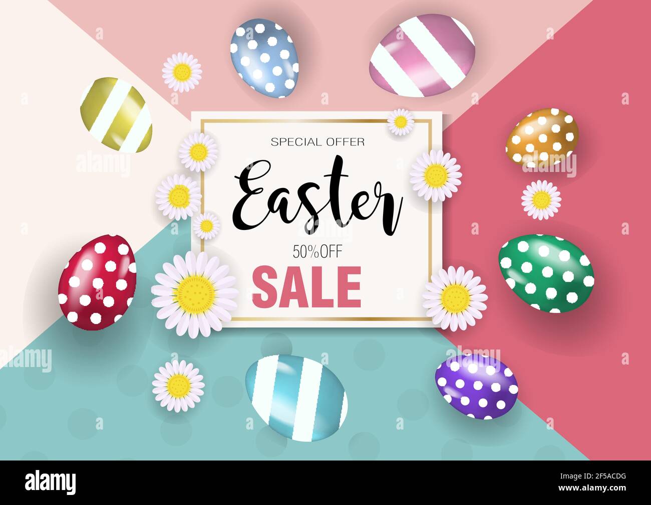 Happy Easter super offer, discounts, promotion with realistic colored ...
