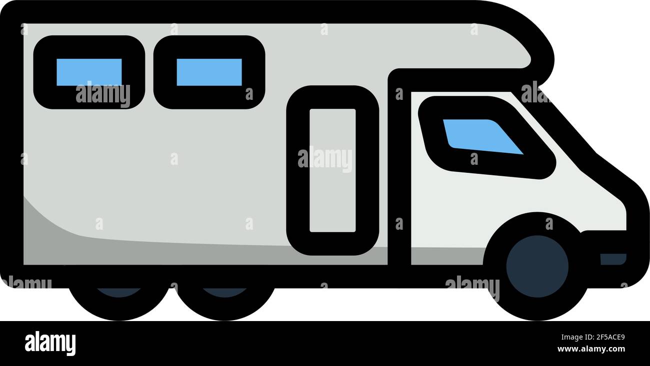 Icon Of Camping Family Caravan Car. Editable Bold Outline With Color ...