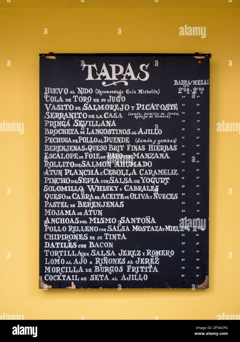Tapas Bar Menu
