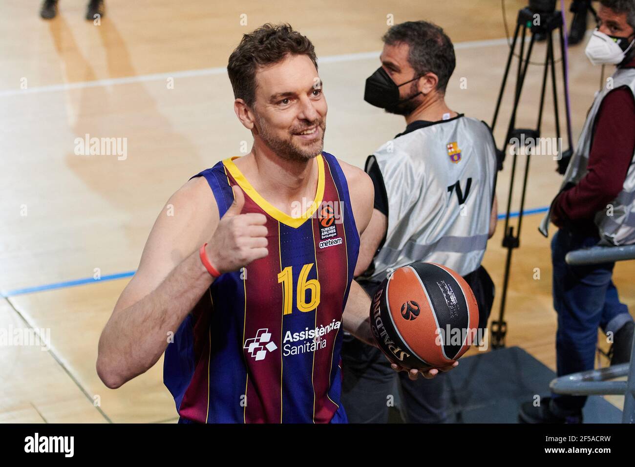 Barcelona, Spain. 25th Mar, 2021. Pau Gasol during his presentation as ...