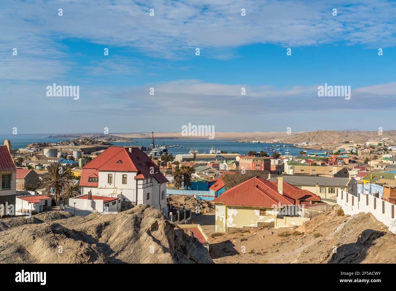 Beautiful view of the harbour town Luederitz - Luderitz in southern ...