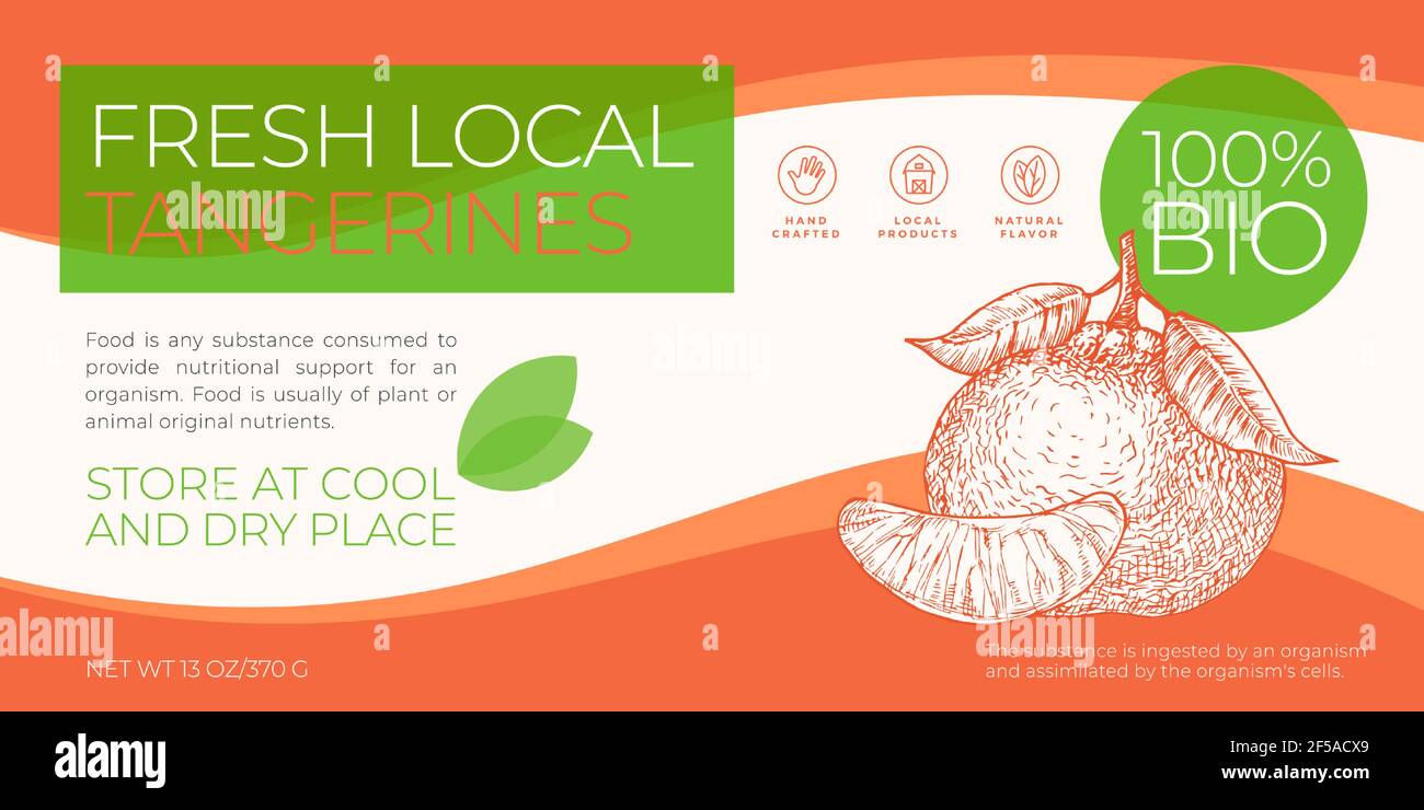 Fresh Local Fruits Label Template. Abstract Vector Packaging Horizontal ...