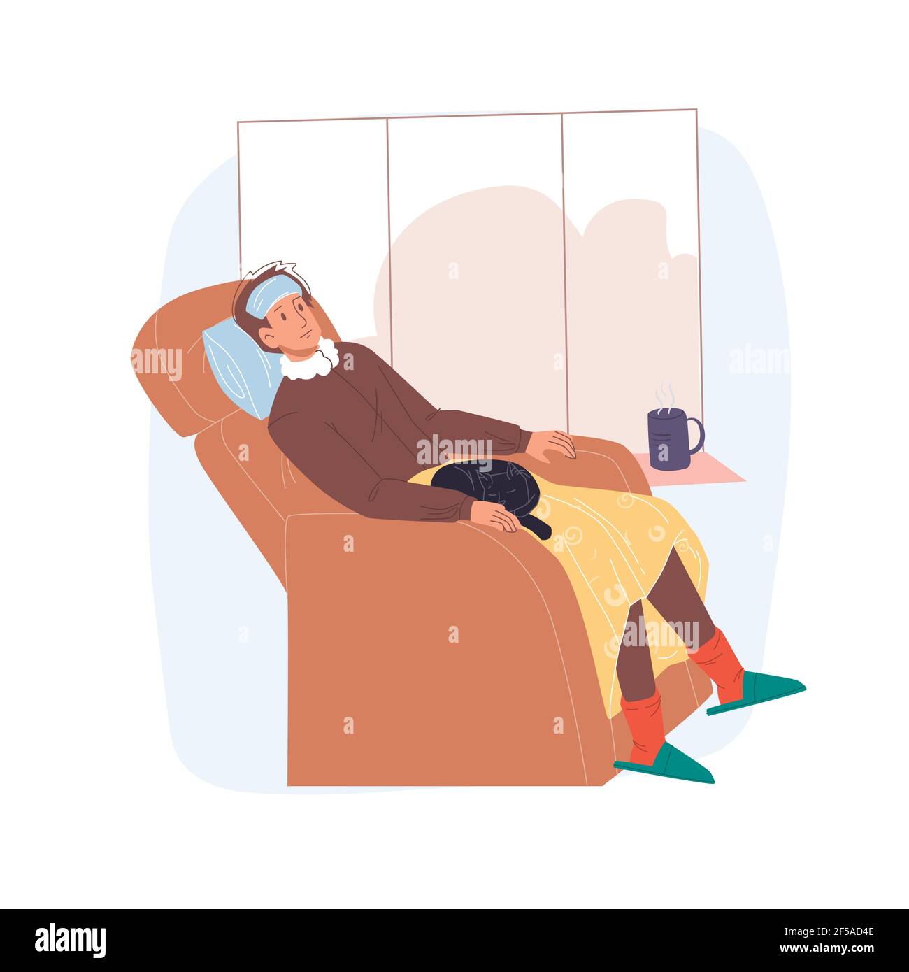 Flat cartoon character sick person vector illustration concept Stock ...