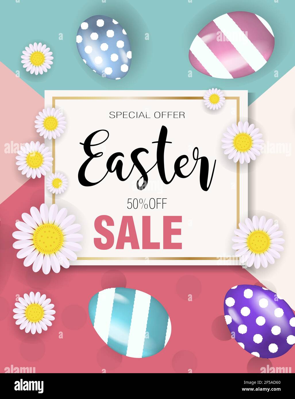 Happy Easter super offer, discounts, promotion with realistic colored ...