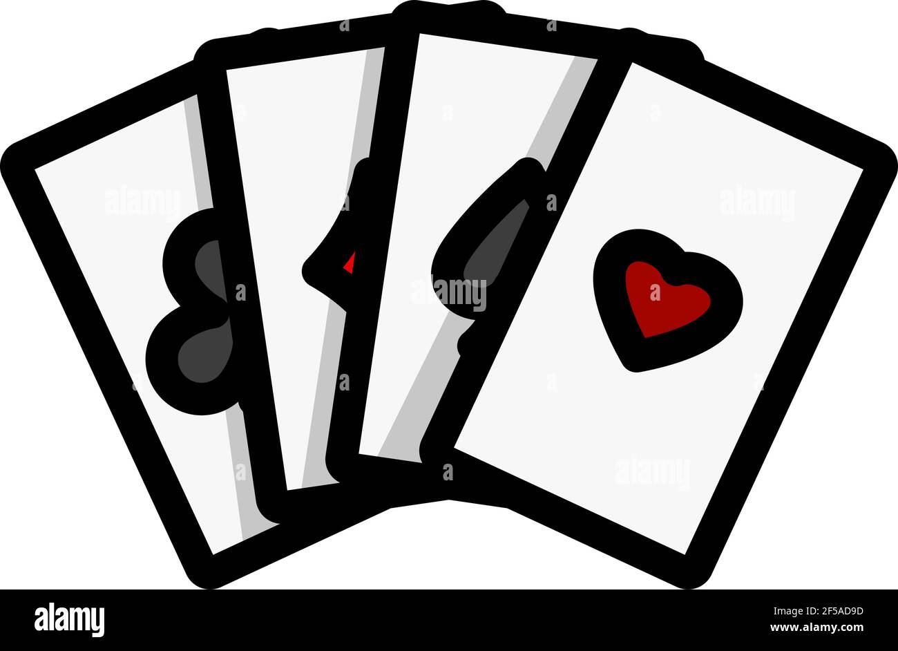 Set Of Four Card Icons. Editable Bold Outline With Color Fill Design ...