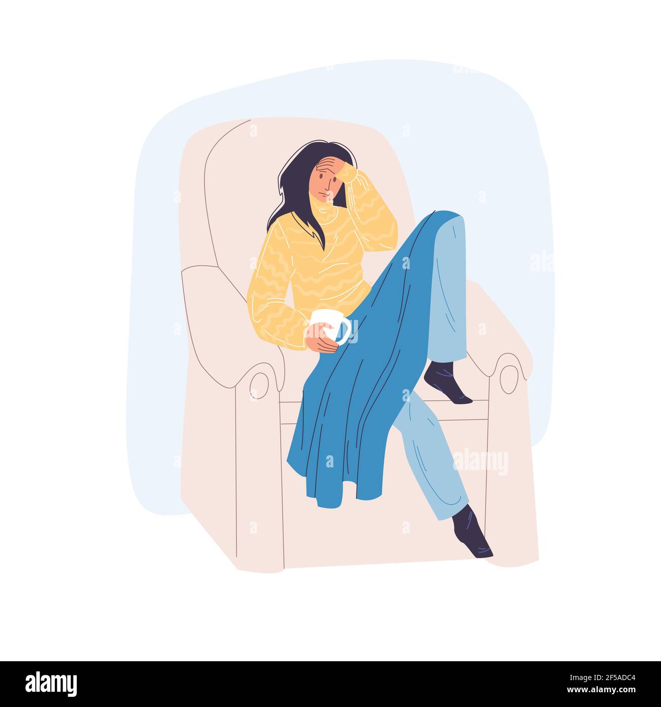 Flat cartoon character sick person vector illustration concept Stock ...