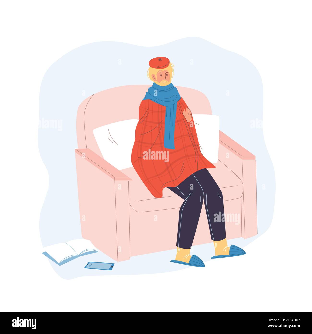 Flat cartoon character sick person vector illustration concept Stock ...