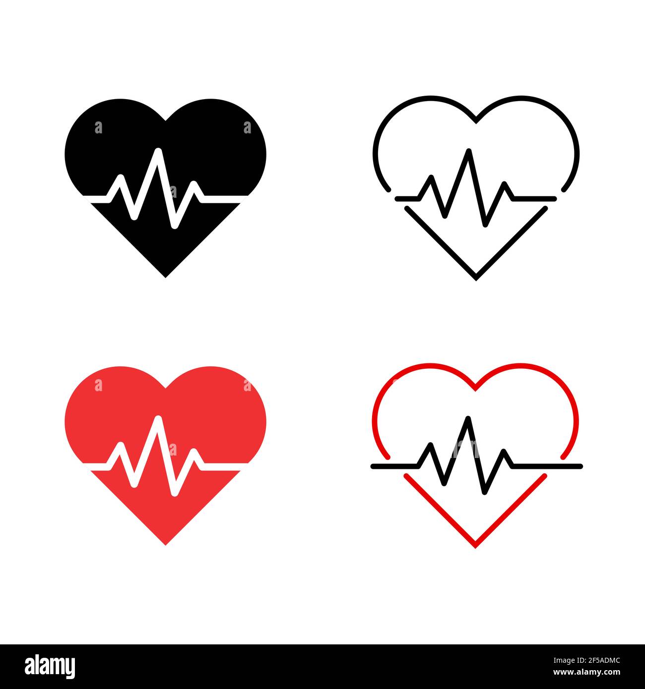 Set of hearth beat line icon, health medical heartbeat symbol isolated ...
