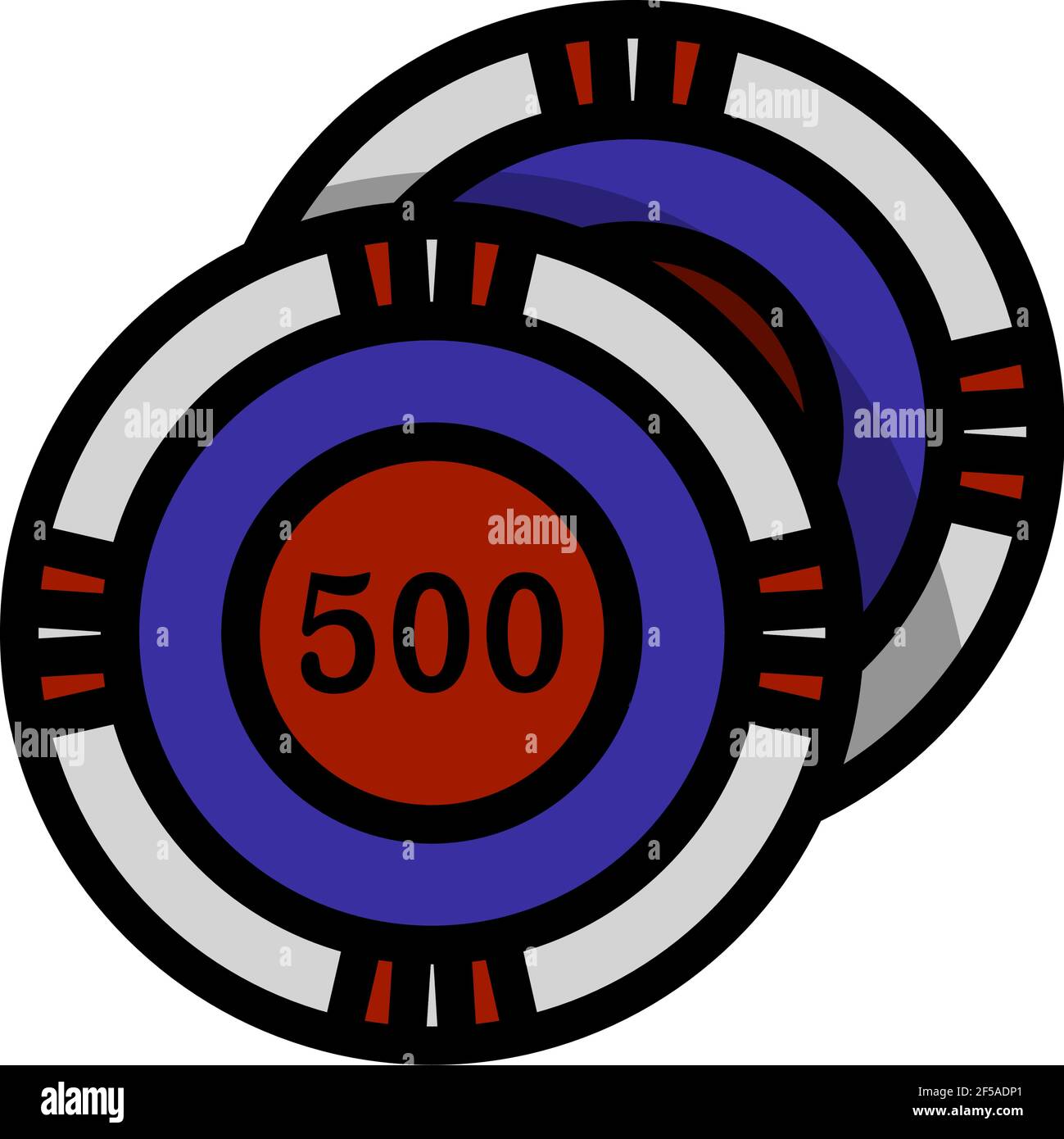 Casino Chips Icon. Editable Bold Outline With Color Fill Design. Vector ...