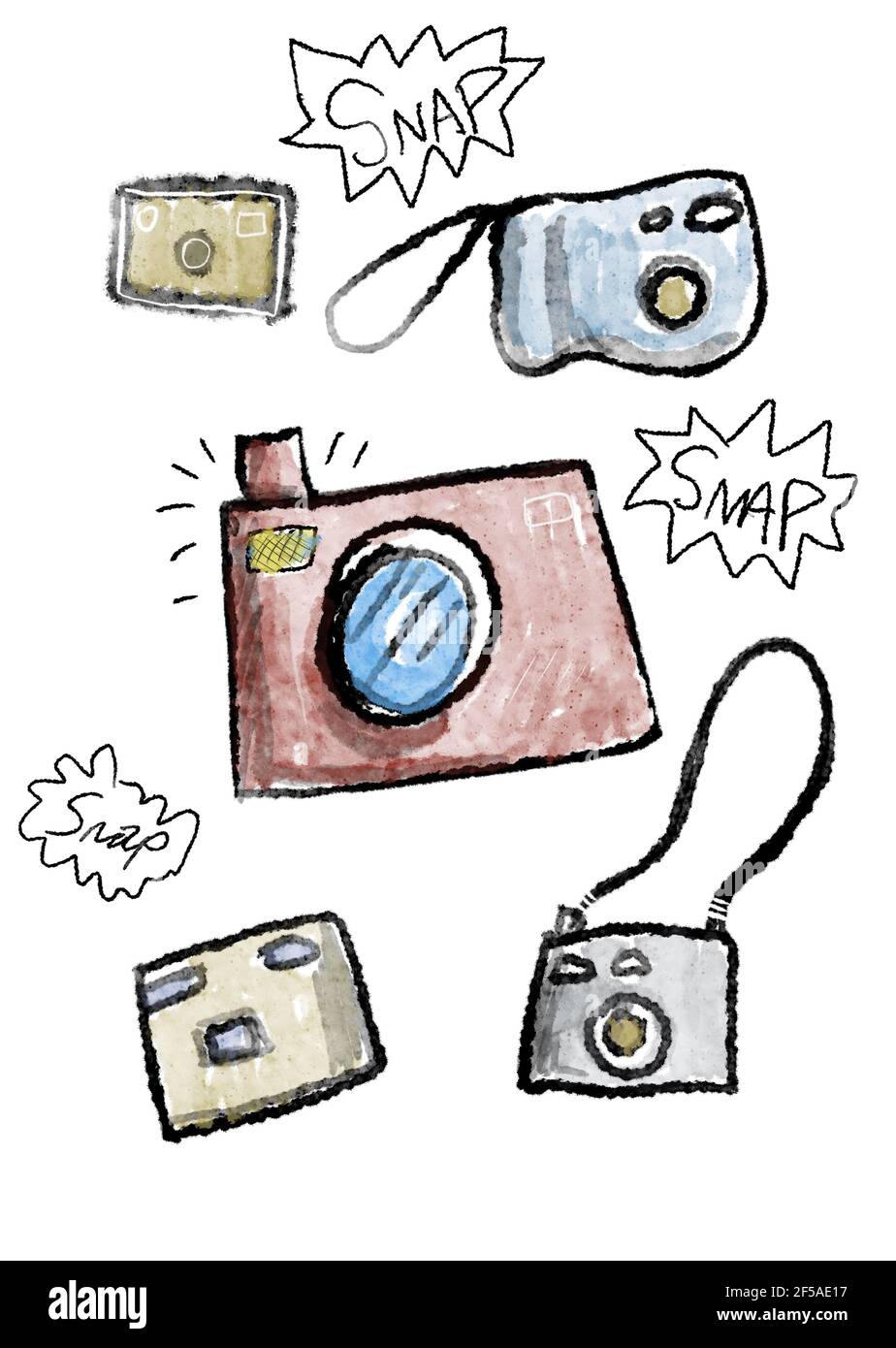 cameras hand drawn illustration elements Stock Photo - Alamy