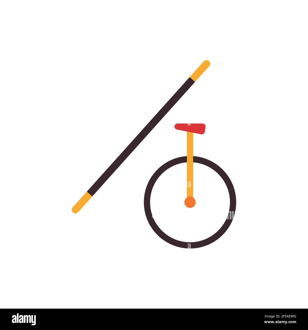 Vector illustration unicycle or one wheel bicycle. Cartoon flat icon ...