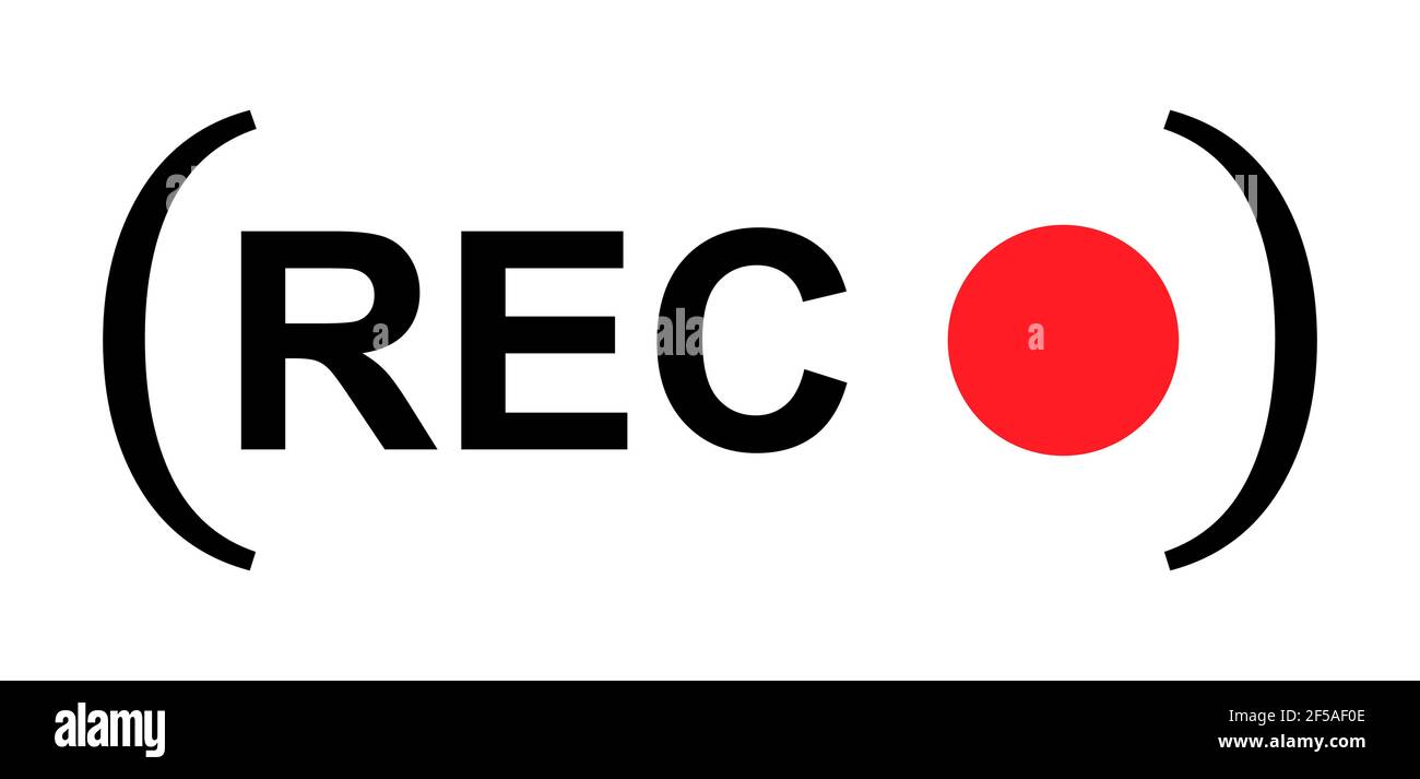 Recording sign button, red app panel, rec, vector symbol isolated on ...
