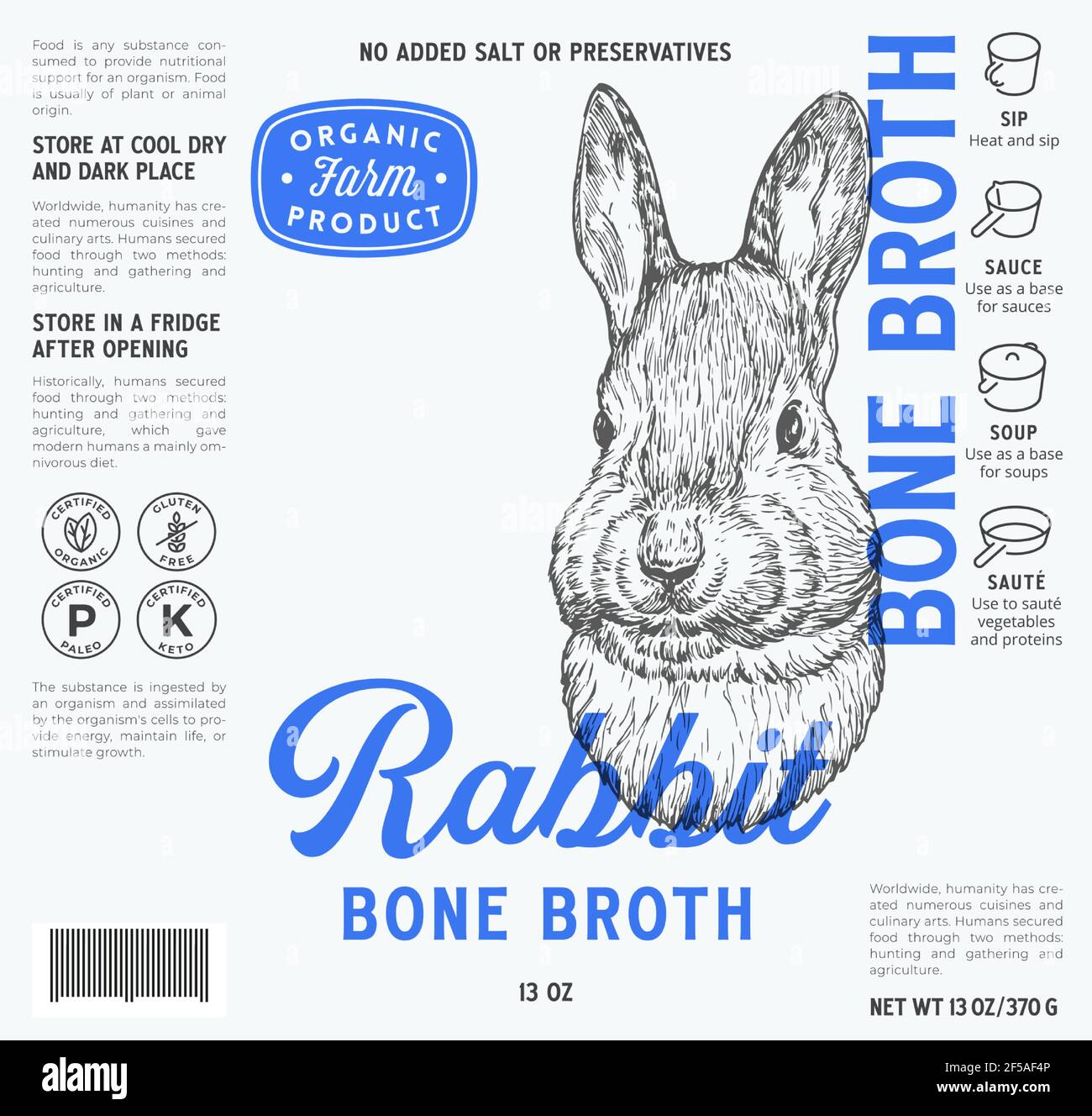 Meat Bone Broth Label Template. Abstract Vector Food Packaging Design ...
