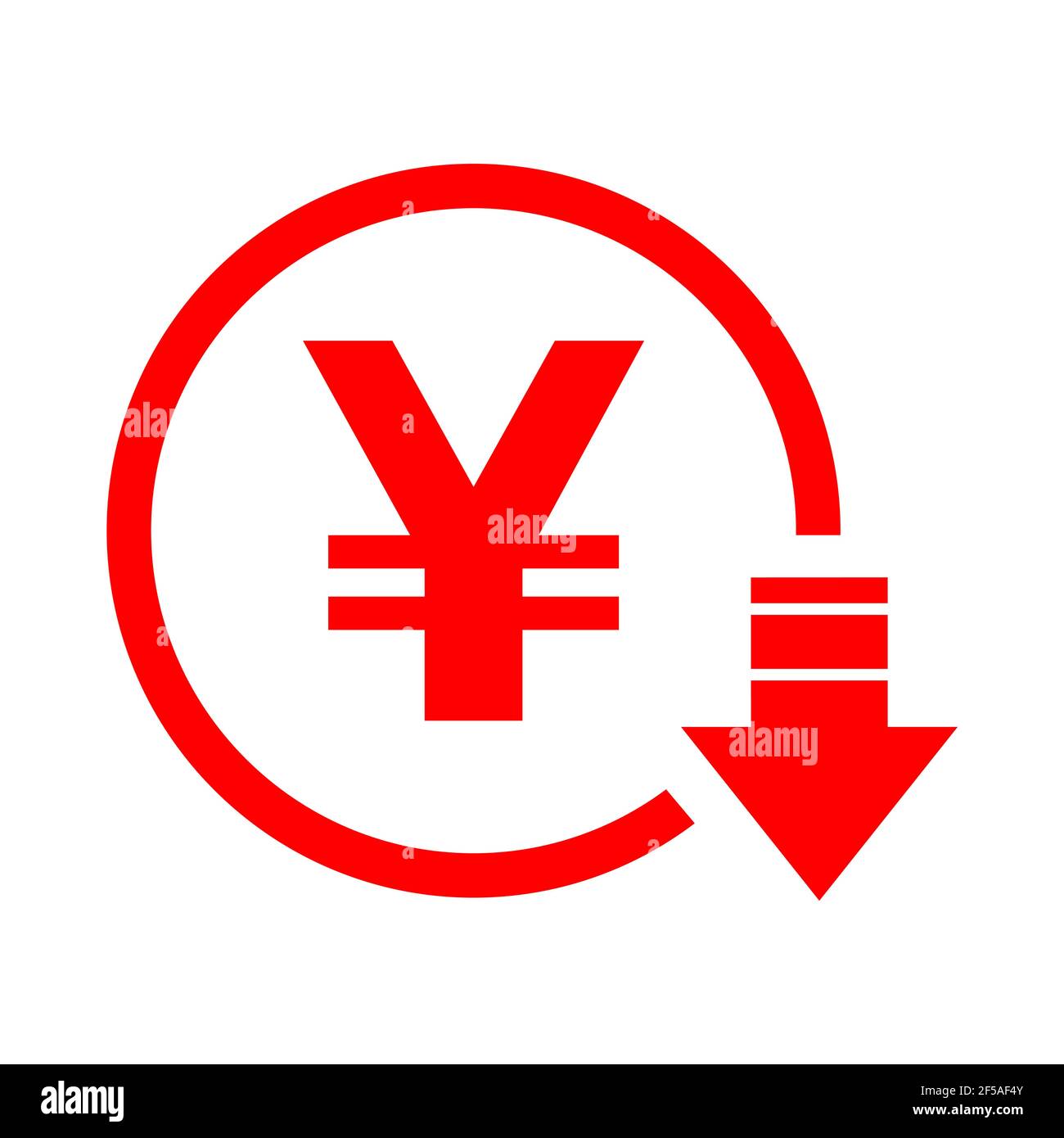 Yen reduction symbol, cost decrease icon. Reduce debt bussiness sign vector illustration Stock ...