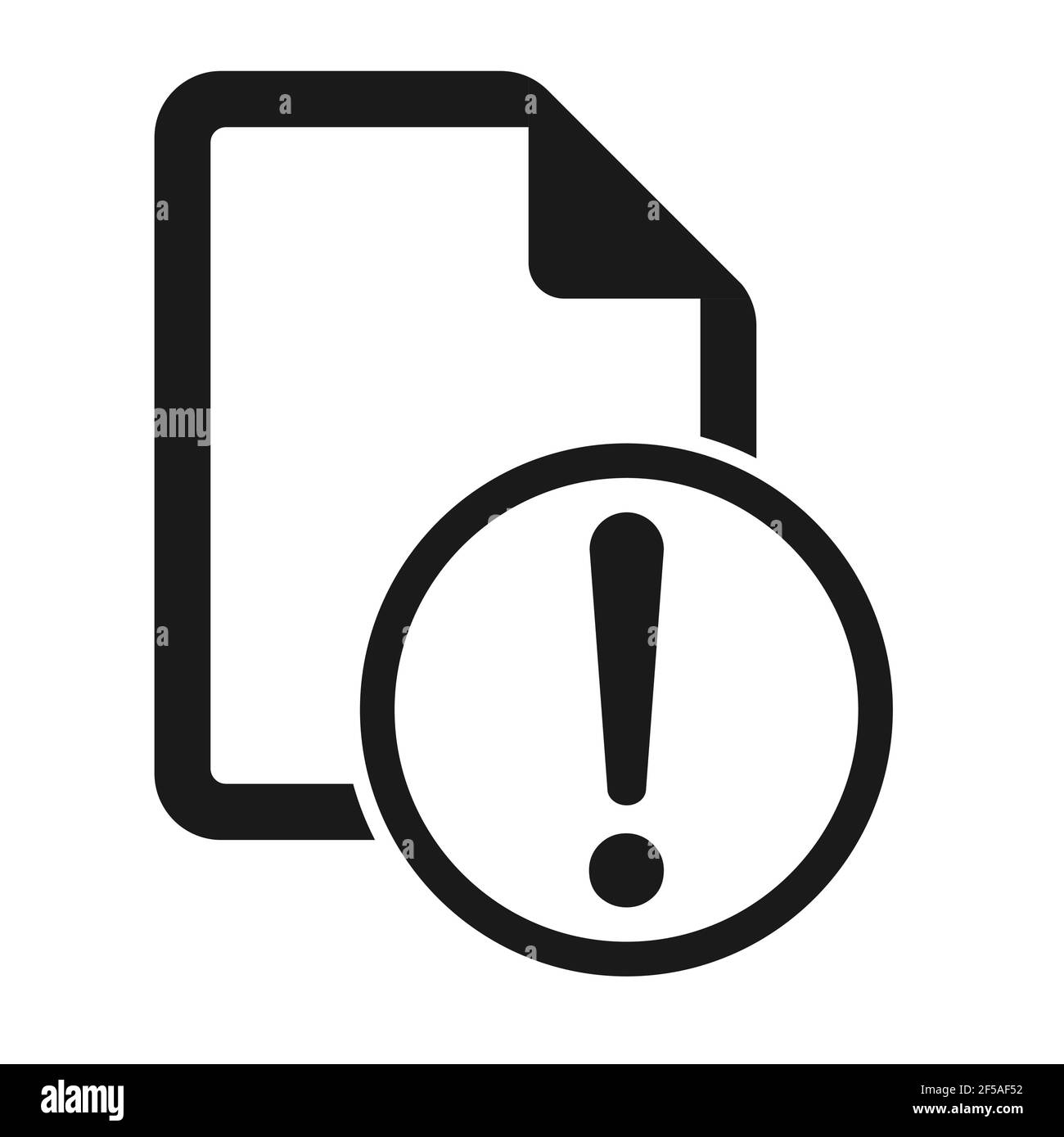 File flat icon with exclamation mark isolated on white background. Alert document symbol vector ...