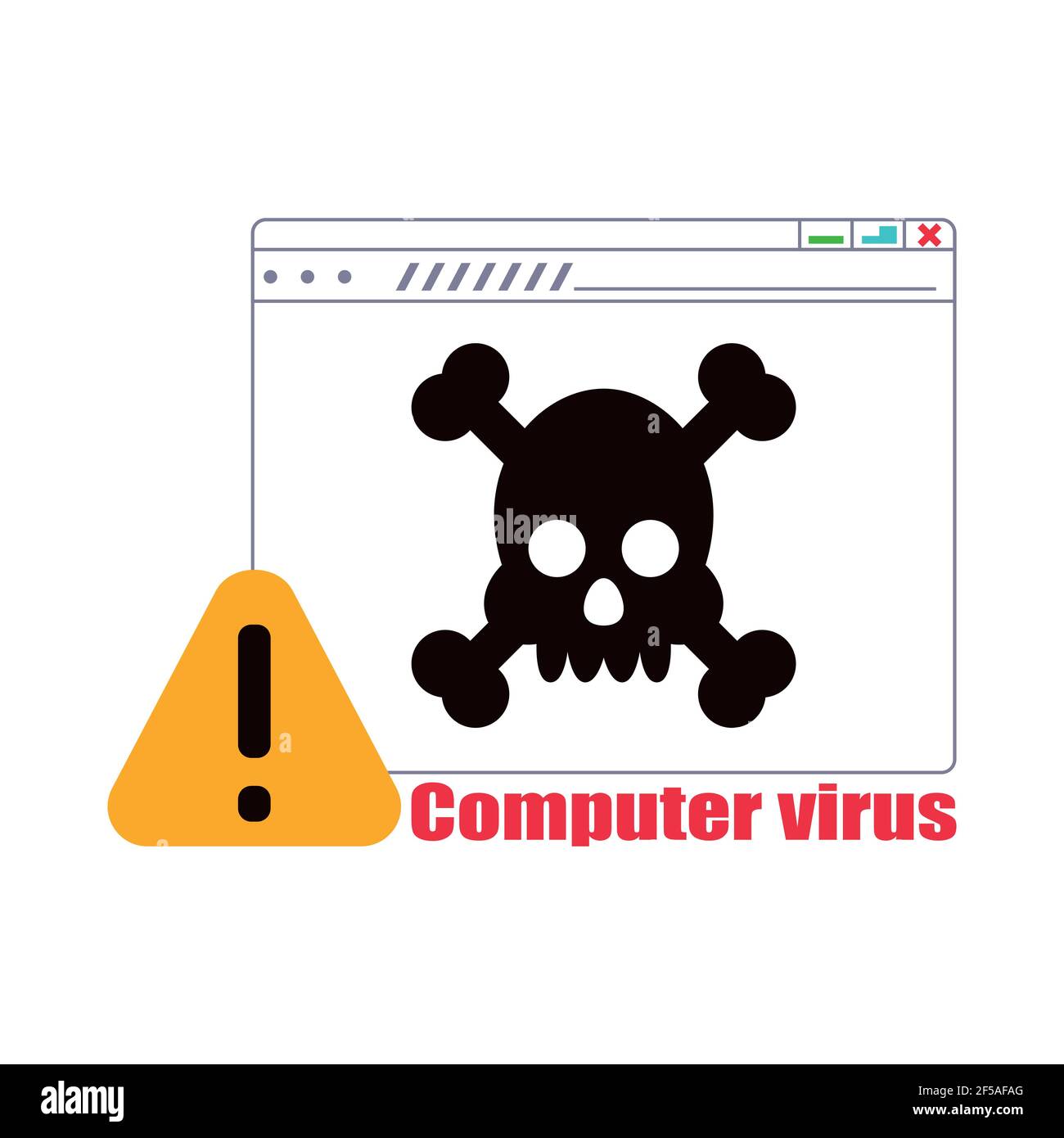 A computer virus attacks a laptop or computer. Vector illustration ...