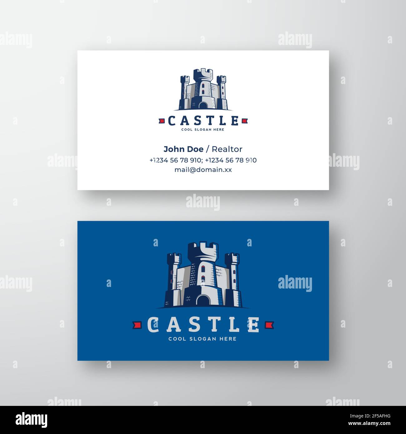 Abstract Vector Castle Logo and Business Card Template. Fortress Symbol ...