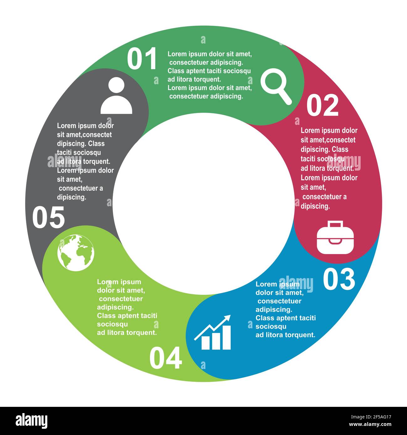 5 steps vector element in five colors with labels, infographic diagram ...