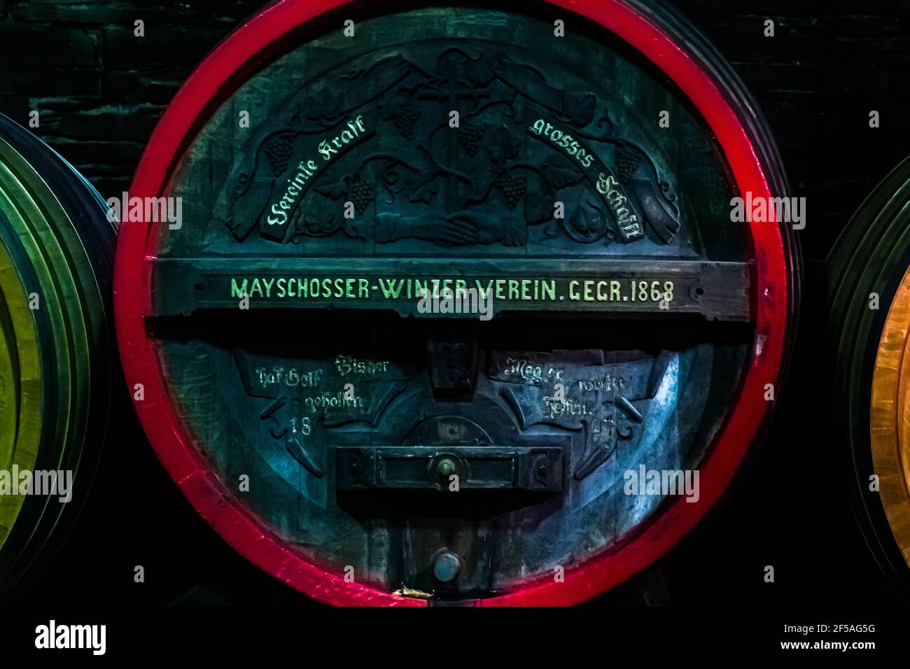 Wine cellar of the oldest wine cooperative in the world in Mayschoß ...