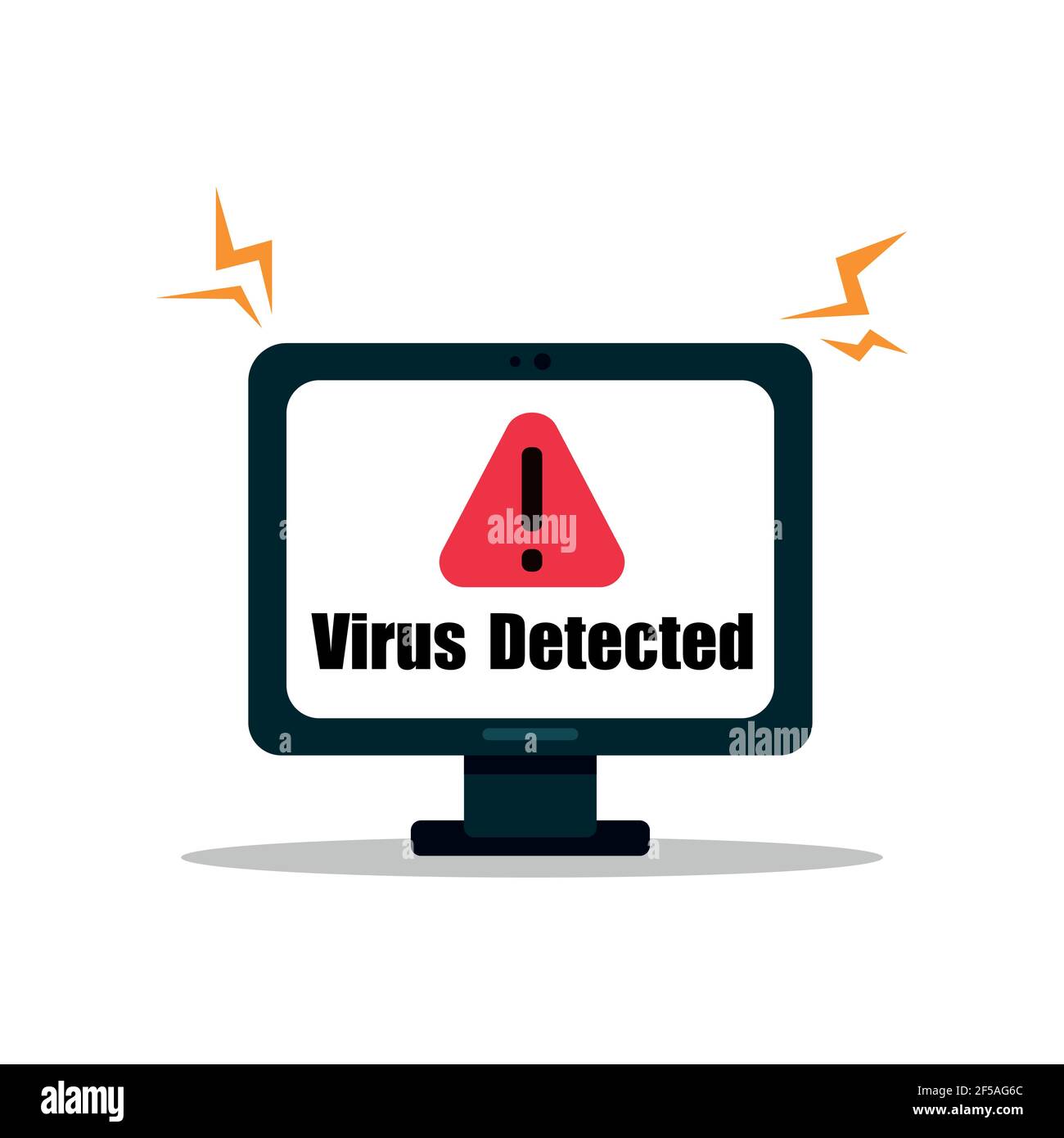 A computer virus attacks a laptop or computer. Vector illustration ...