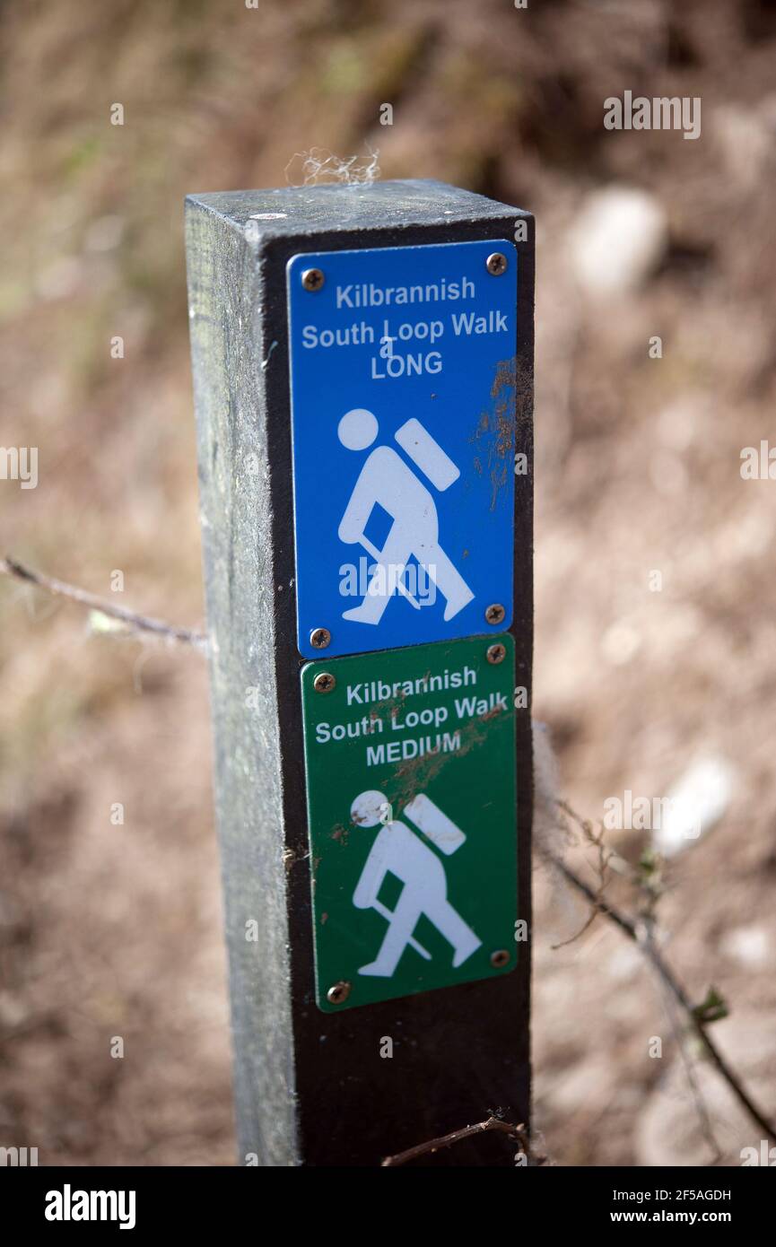 Hiking sign, Mount Leinster, Kilbrannish South, County Carlow, Ireland ...