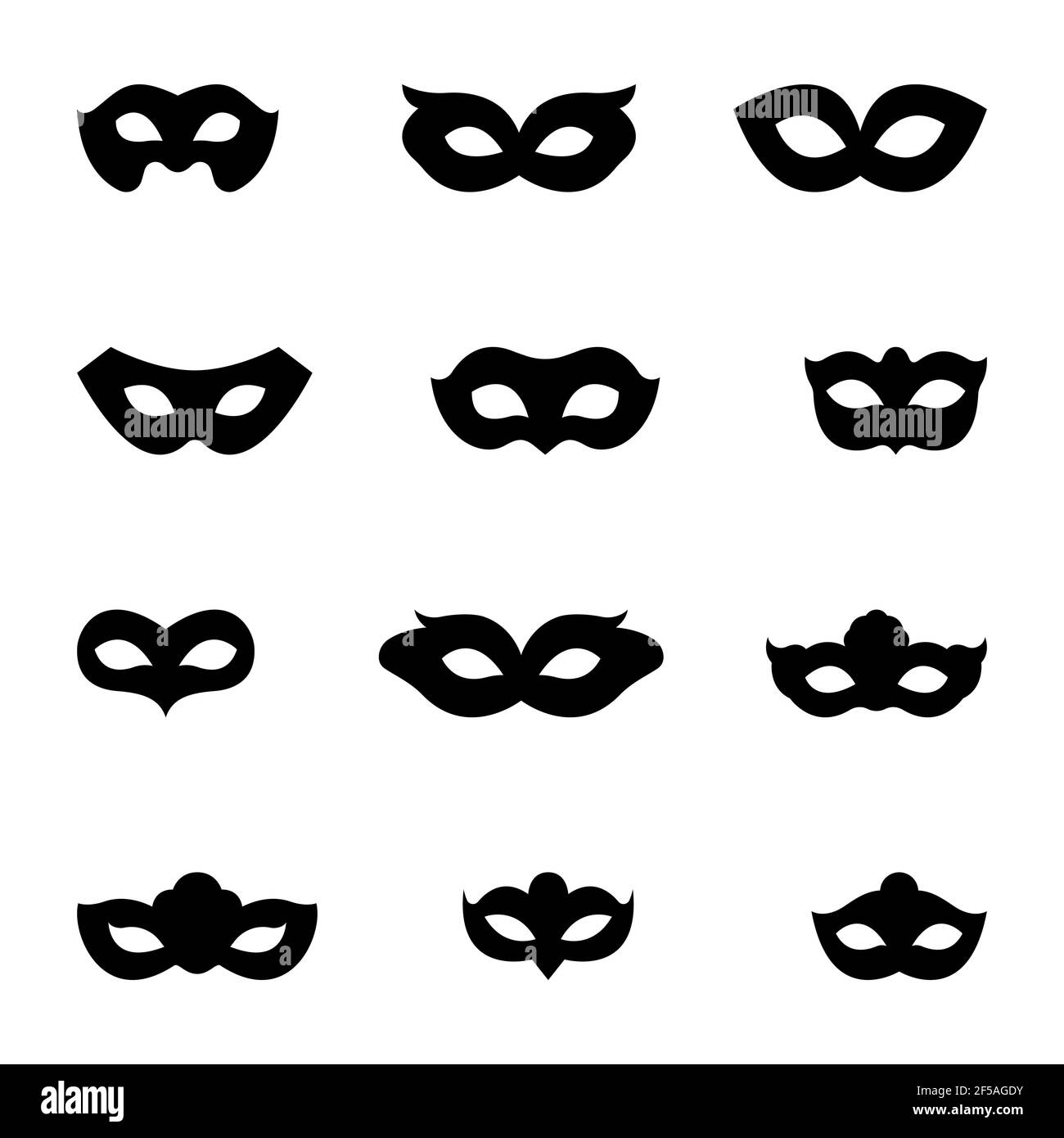 Festive carnival set of masks vector icons isolated on white background ...