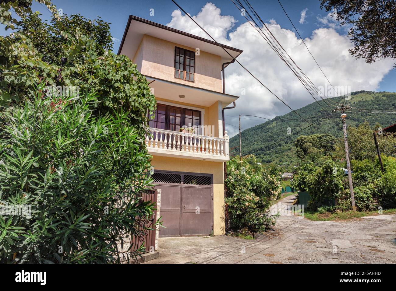 View from central street of Gagra Town, July of 2018, Abkhasia Stock ...