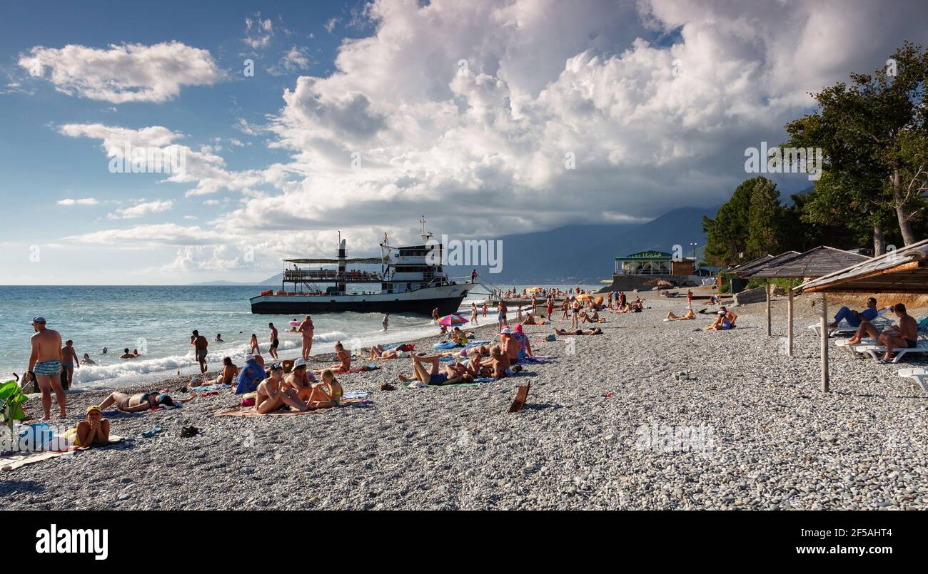 View from a beach of Gagra Town, July of 2018, Abkhasia Stock Photo - Alamy