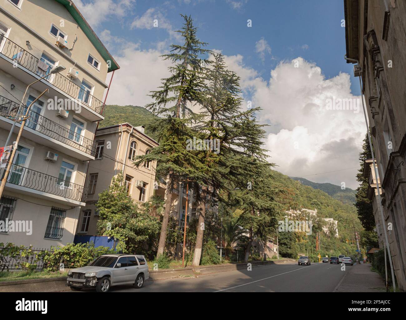 View from central street of Gagra Town, July of 2018, Abkhasia Stock ...
