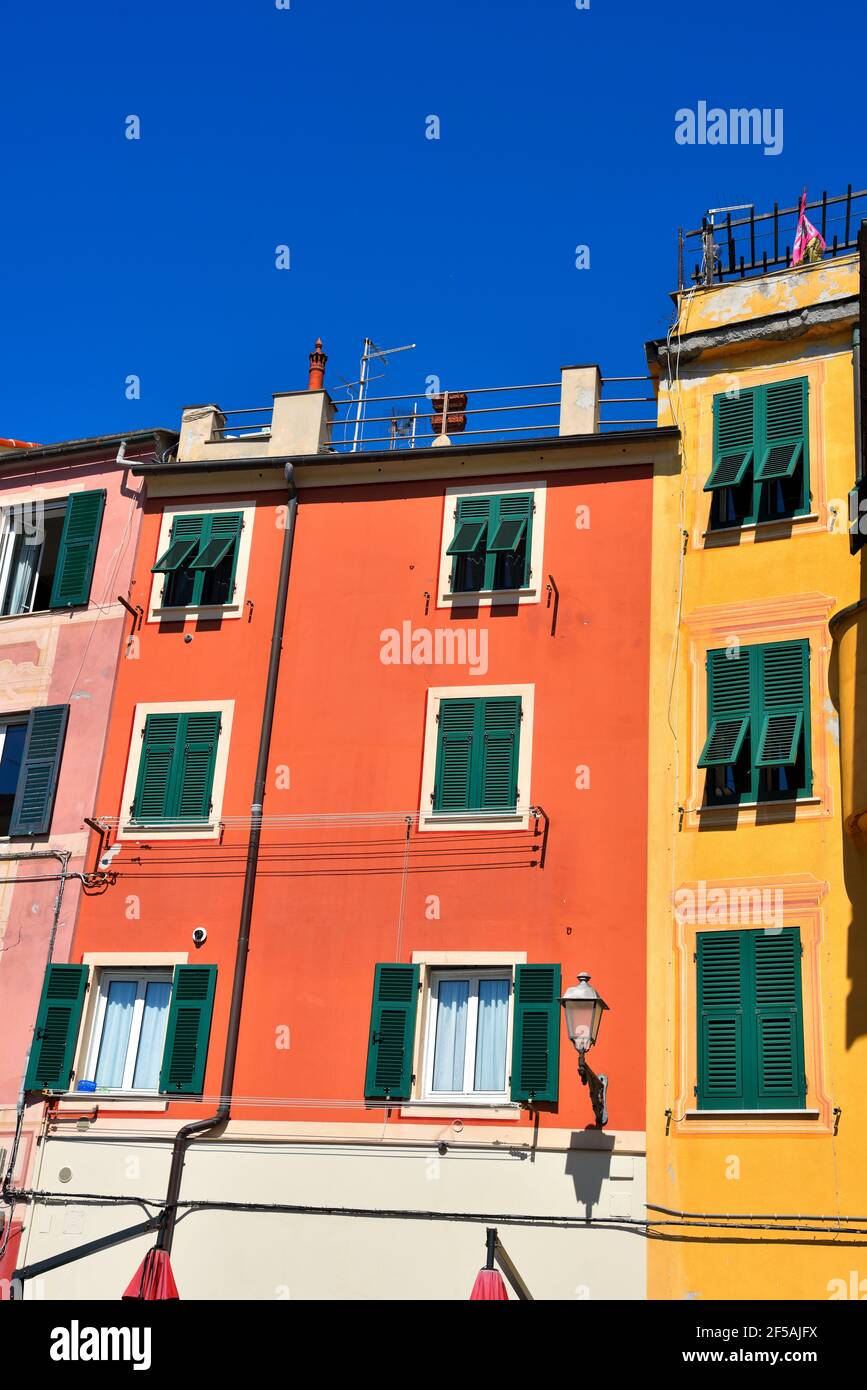 colorful historic houses in Genoa nervi Italy Stock Photo - Alamy