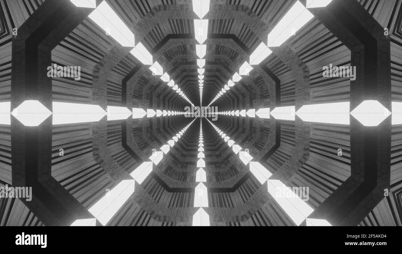 3D rendering of a futuristic background colored by black and white ...