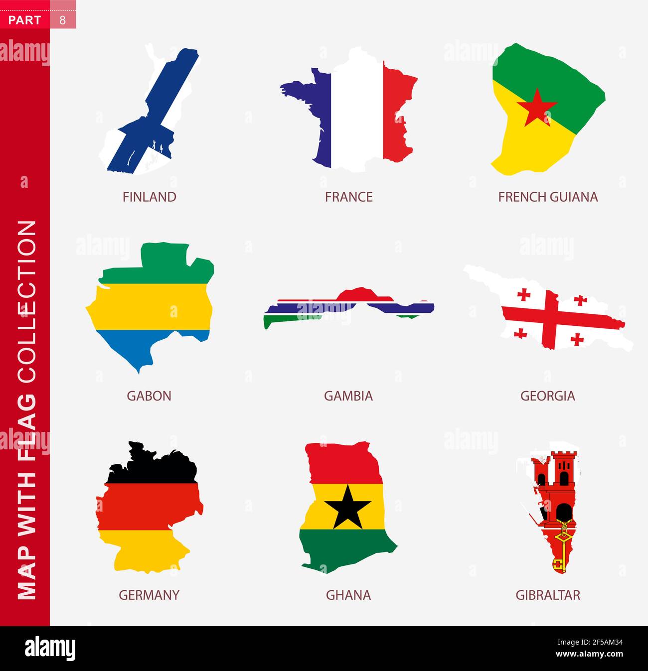 French Guiana Flag Map French Guiana Map With Flag Stock Vector Image