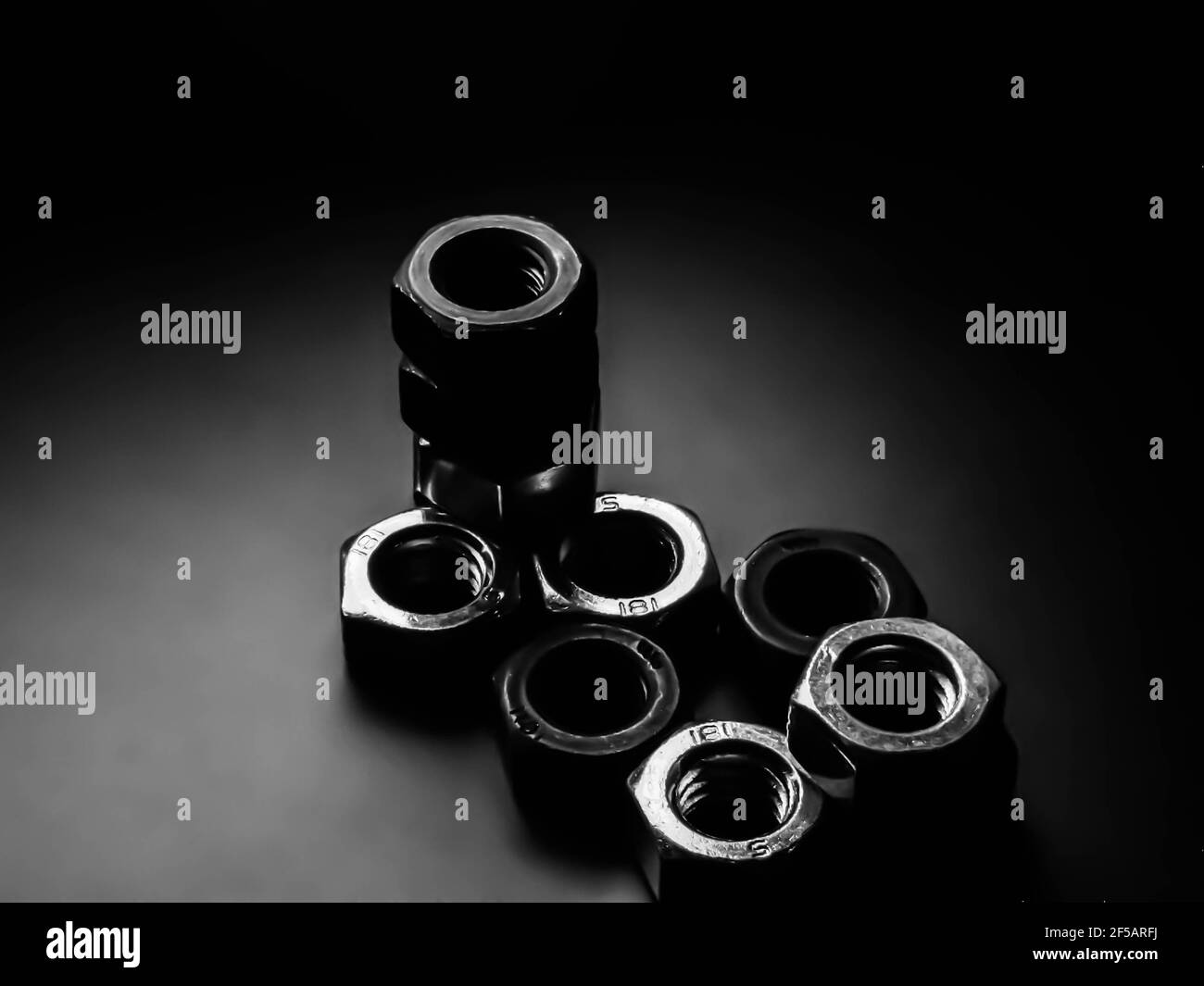 Close-up of various steel nuts and bolts Stock Photo - Alamy