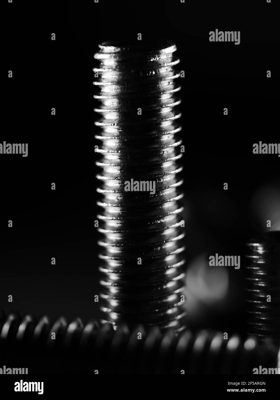 Heap steel threaded construction Black and White Stock Photos & Images ...