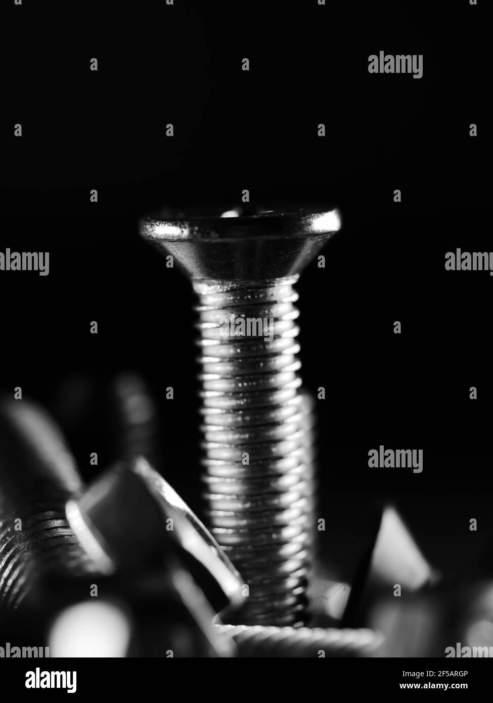 Heap steel threaded construction Black and White Stock Photos & Images ...