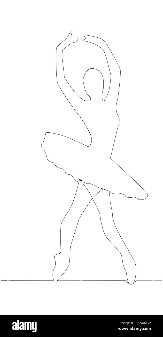 Self drawing animation of continuous line drawing of woman ballet ...