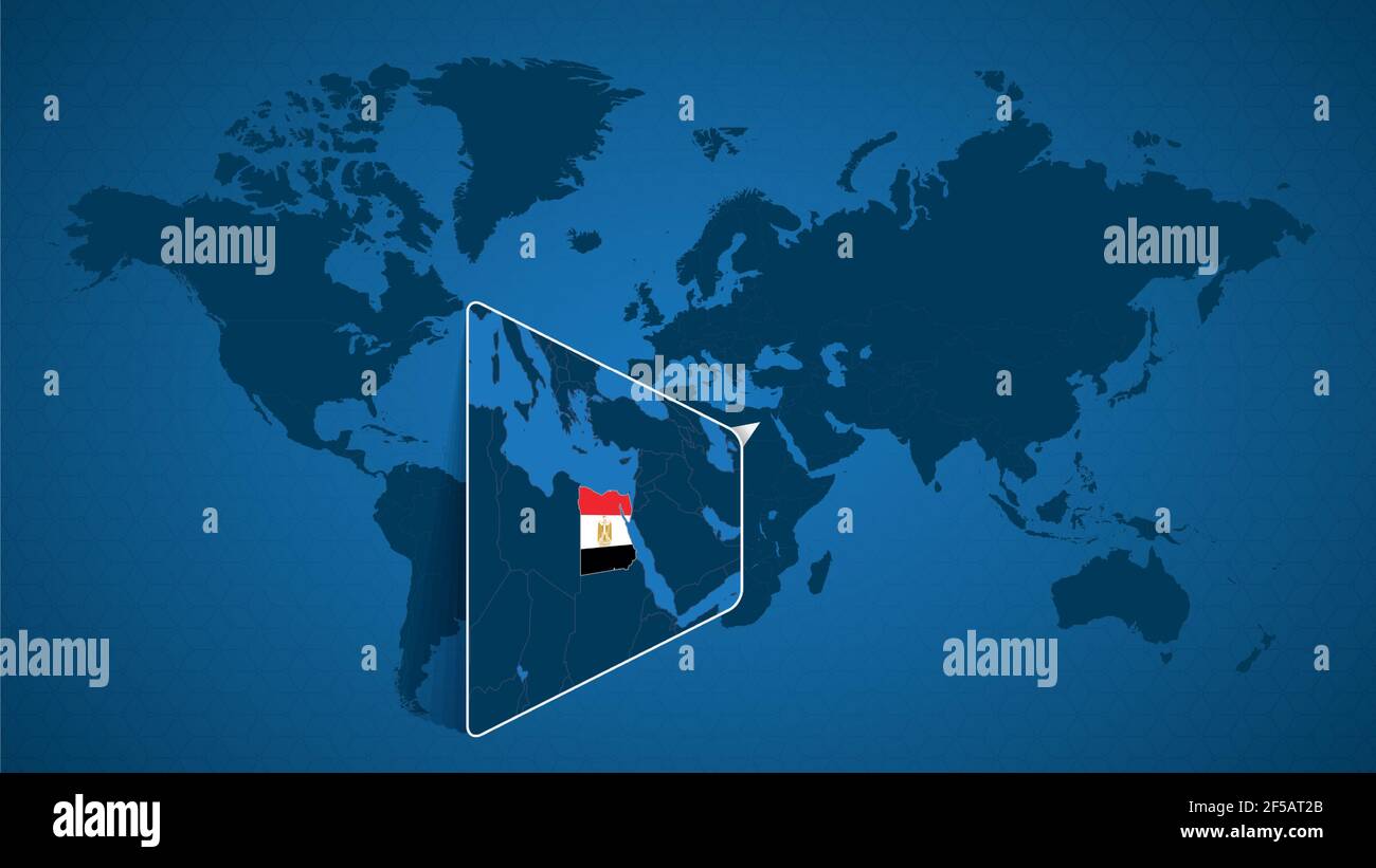 Detailed world map with pinned enlarged map of Egypt and neighboring ...