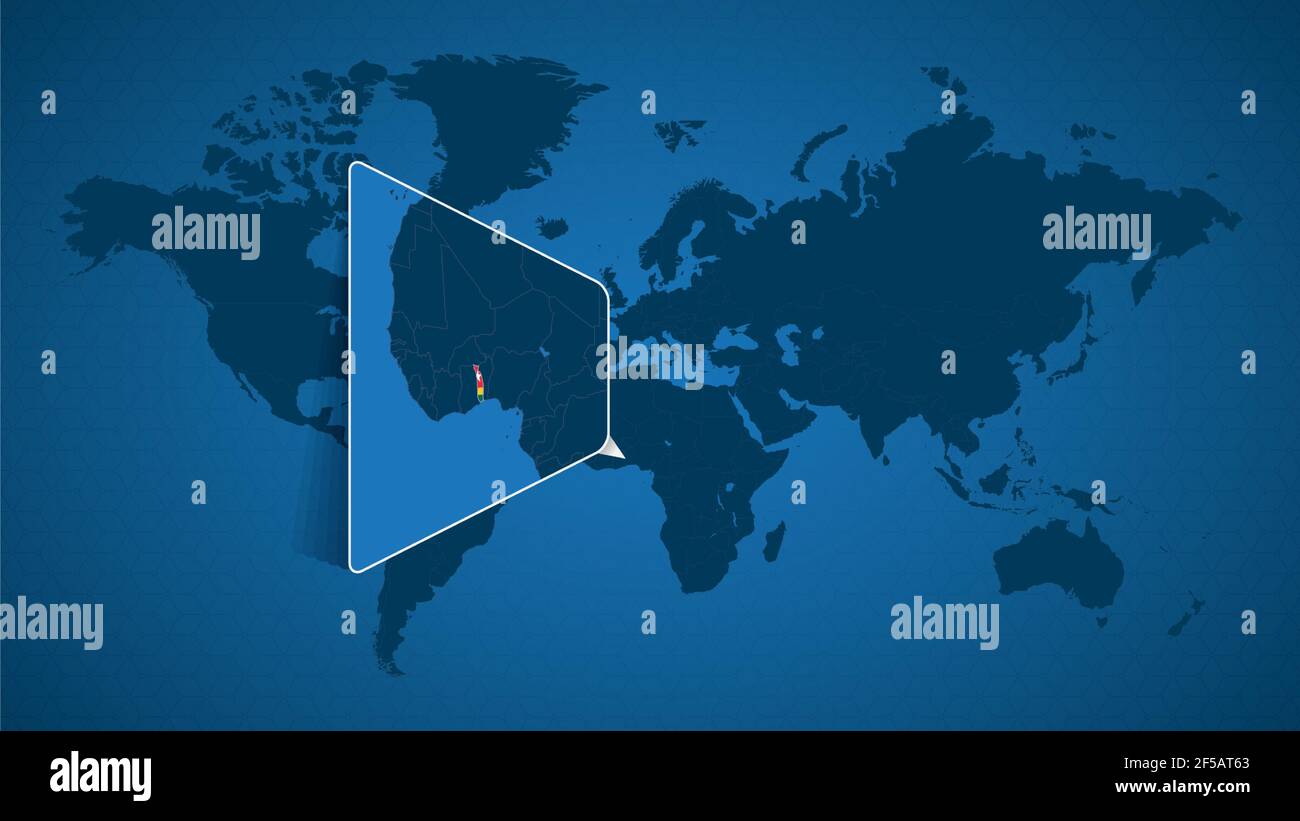 Detailed world map with pinned enlarged map of Togo and neighboring ...