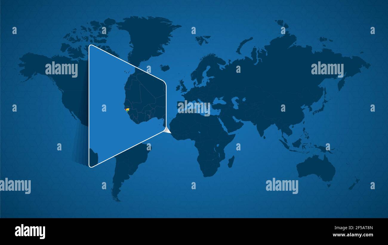 Detailed world map with pinned enlarged map of Guinea-Bissau and ...