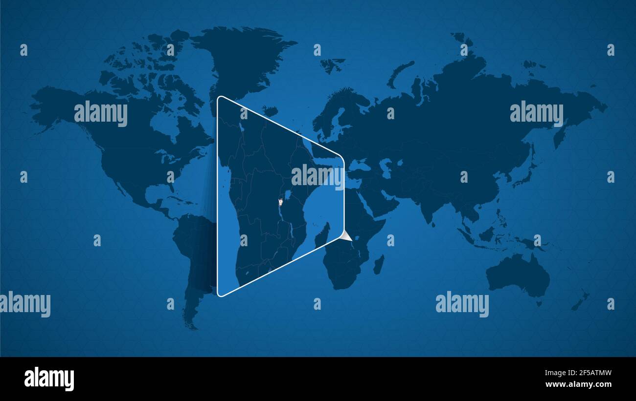 Detailed world map with pinned enlarged map of Burundi and neighboring ...