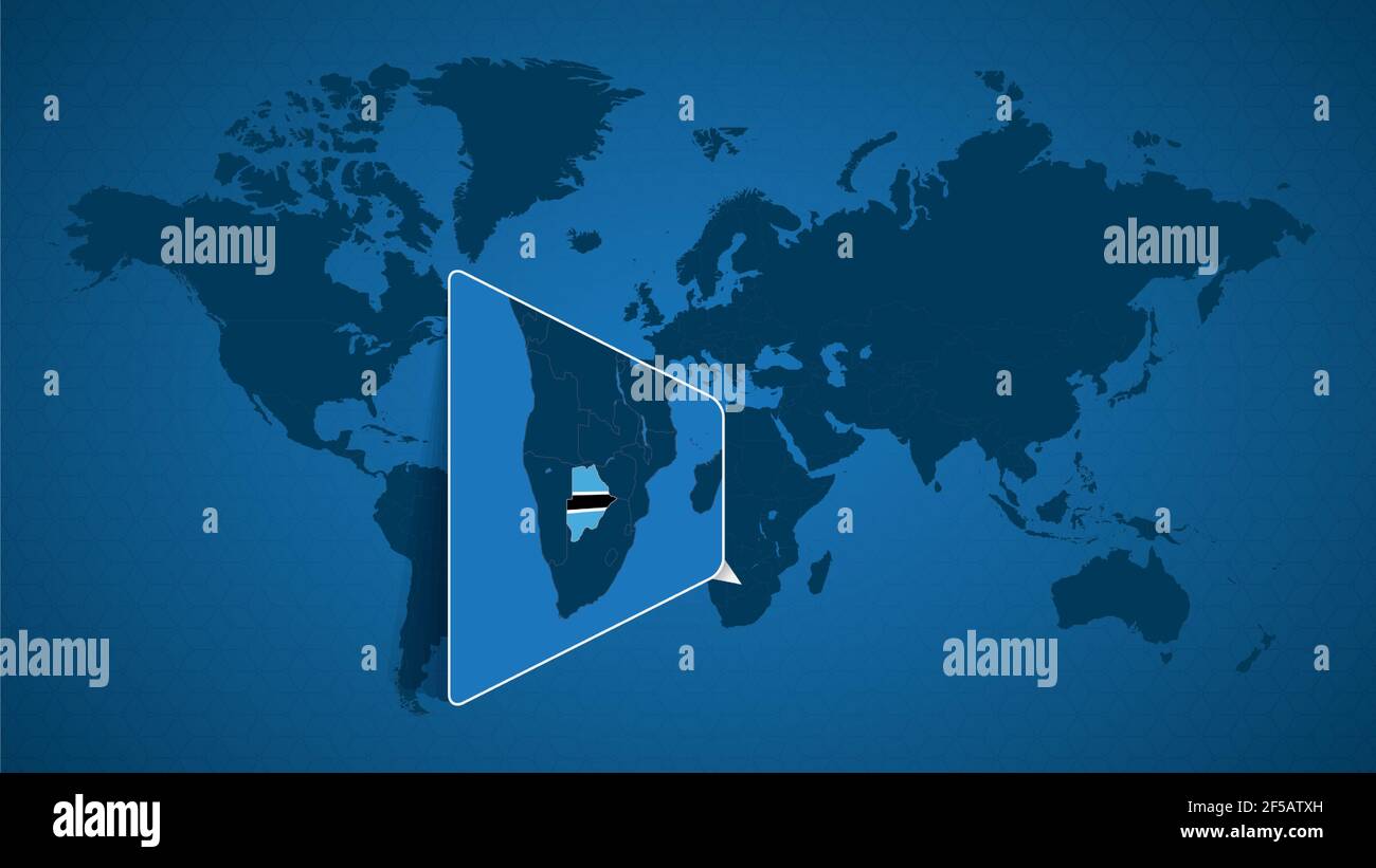 Detailed world map with pinned enlarged map of Botswana and neighboring ...
