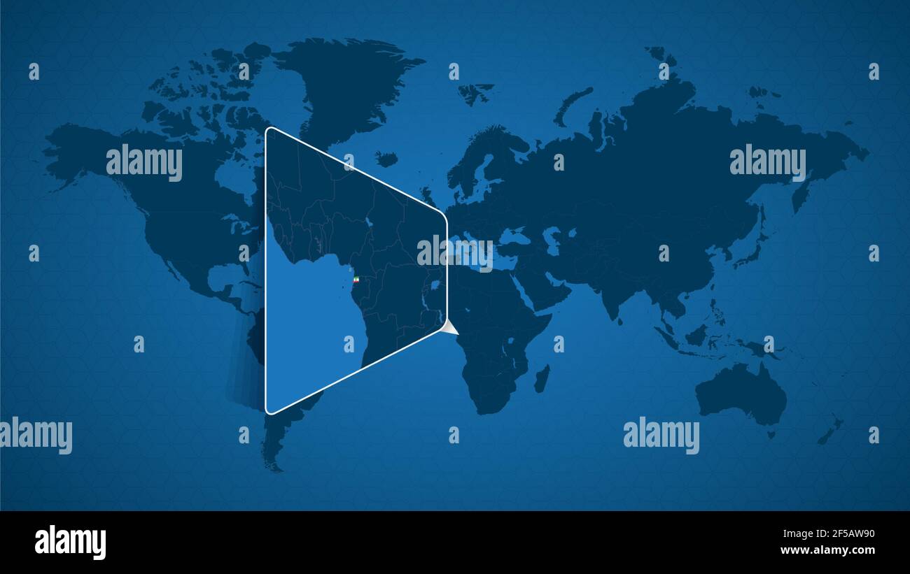 Detailed world map with pinned enlarged map of Equatorial Guinea and ...