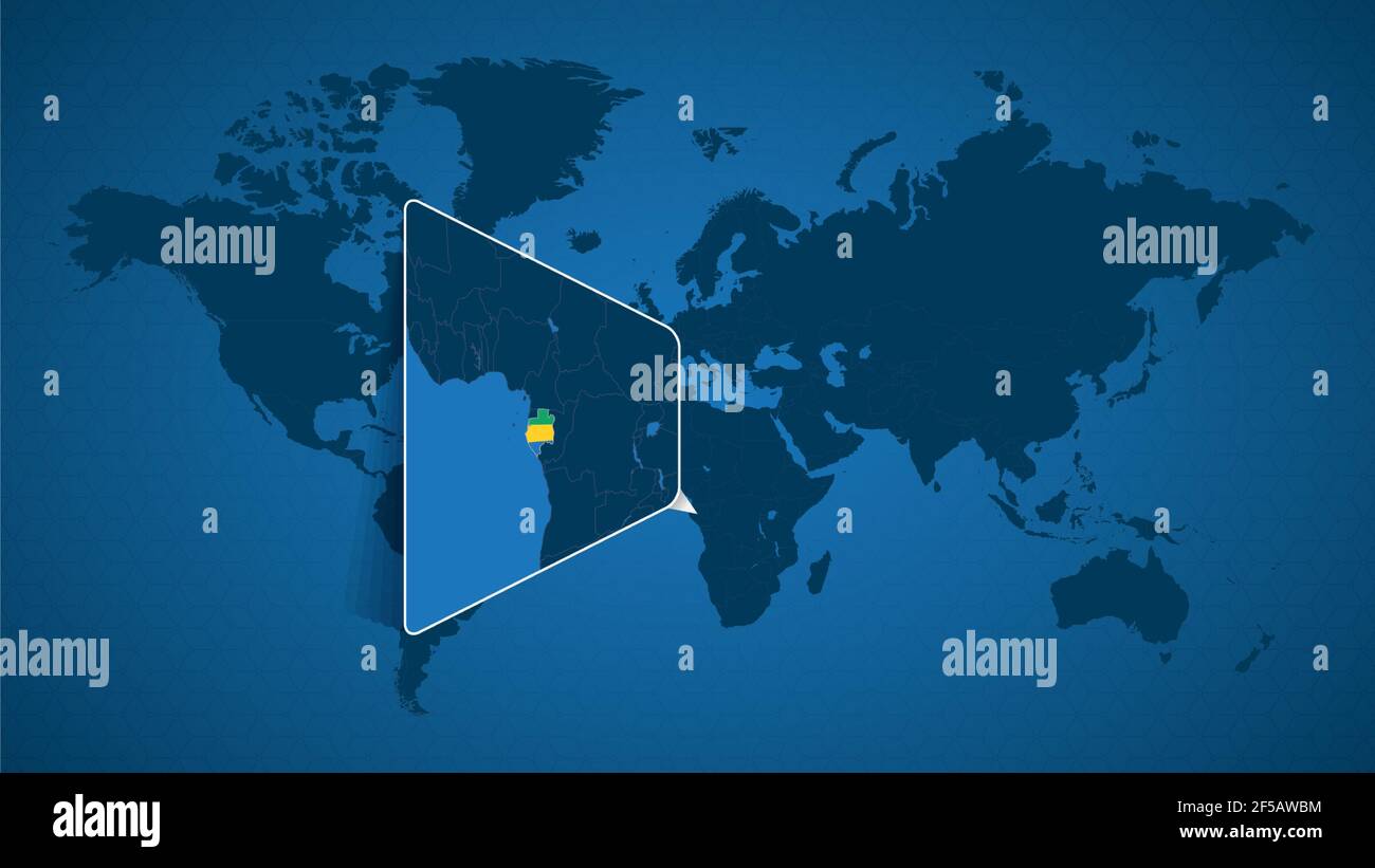 Detailed world map with pinned enlarged map of Gabon and neighboring ...